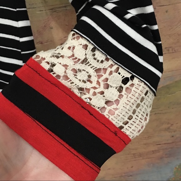 Tops | Unique Long Sleeve Striped Shirt With Lace Cutouts | Poshmark